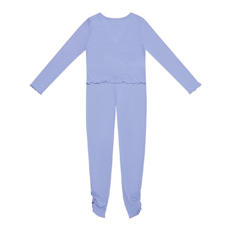H&H Girls' Rib Pyjamas Set Blue Mid | The Warehouse