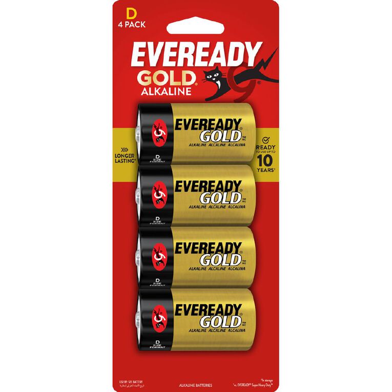 Eveready Gold Alkaline Batteries D 4 Pack | The Warehouse