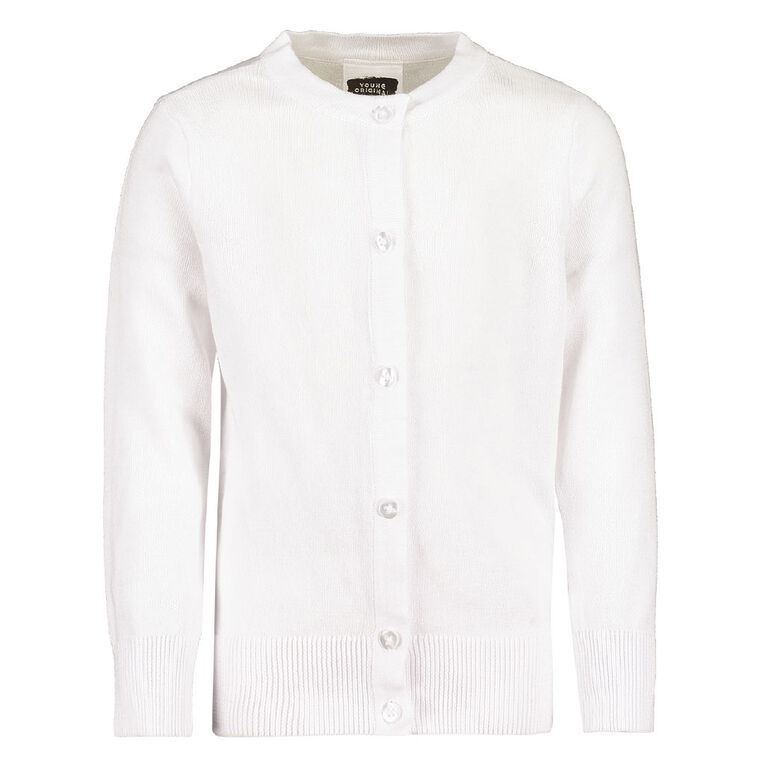 Young Original Girls' Plain Cotton Cardigan White | The Warehouse