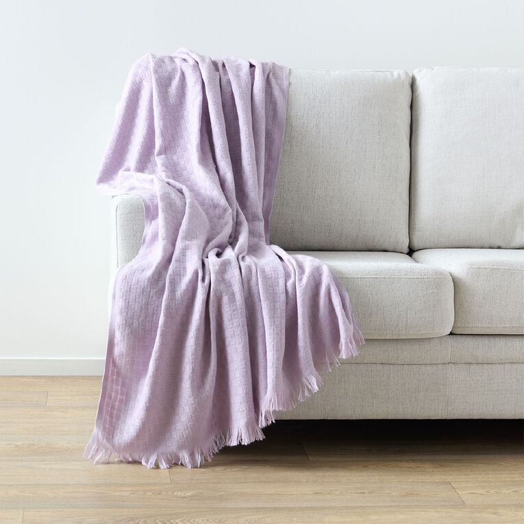 Living & Co Throw Woven Check Lilac 127cm x 152cm Lilac | The Warehouse