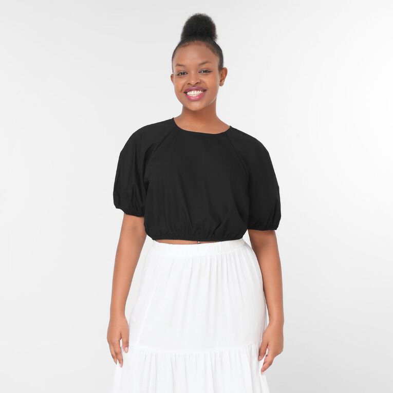 H&H Women's Short Sleeve Cloud Blouse Black | The Warehouse