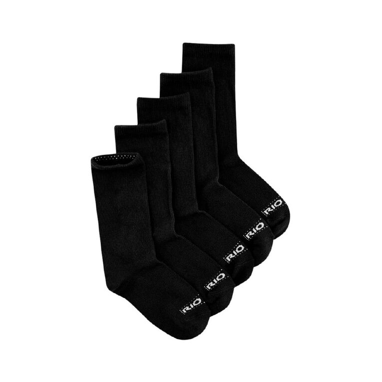Rio Kids' School Crew Socks 5 Pack Black | The Warehouse
