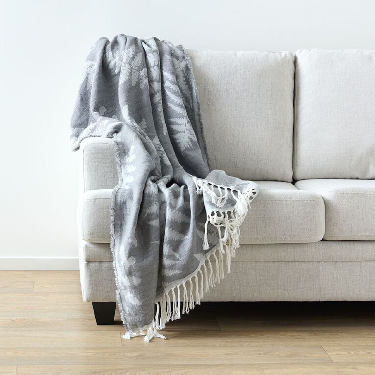 Living & Co Throw Fern Grey 127cm x 152cm Grey | The Warehouse