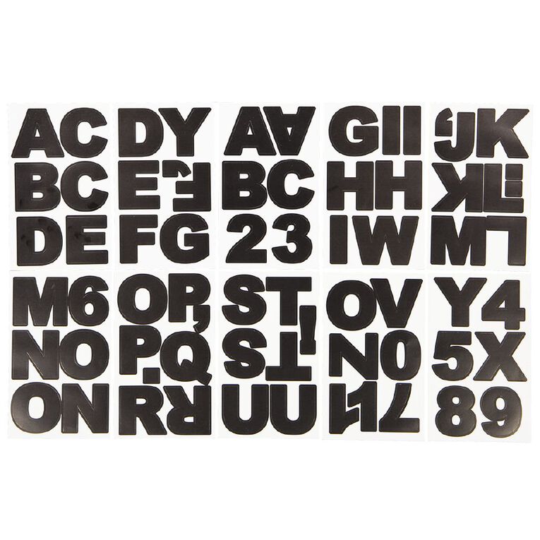 Uniti Alphabet Stickers Extra Large Black Black | The Warehouse