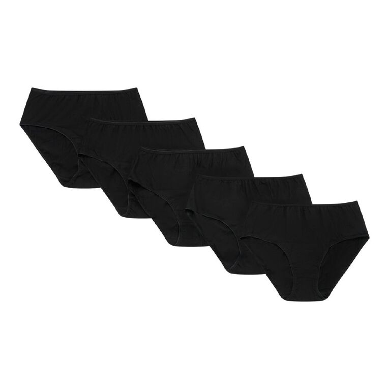 H&H Women's Midi Briefs 5 Pack Black | The Warehouse