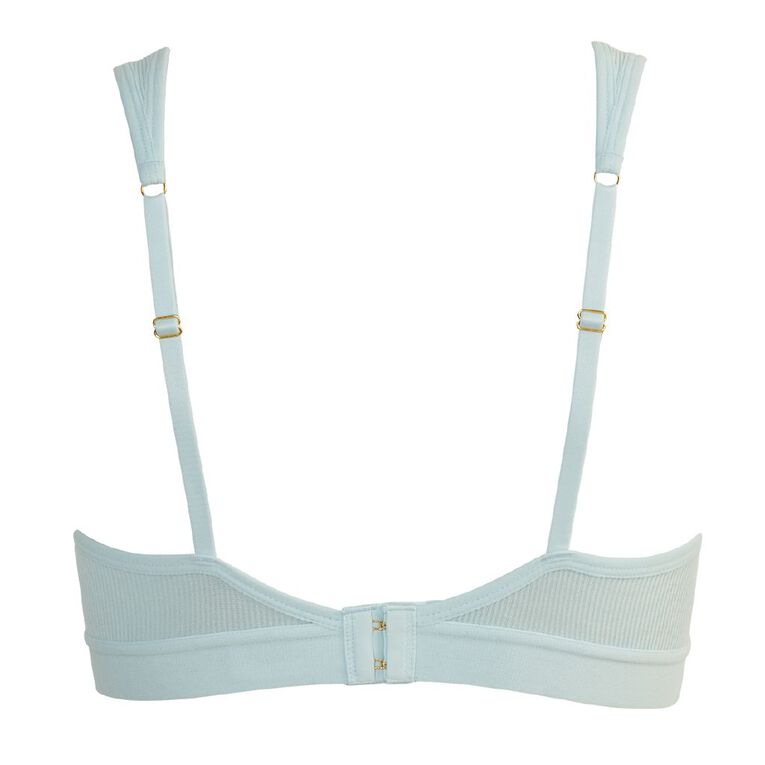 H&H Women's Rib Wirefree Seamfree Soft Cup Bra Blue Light | The Warehouse