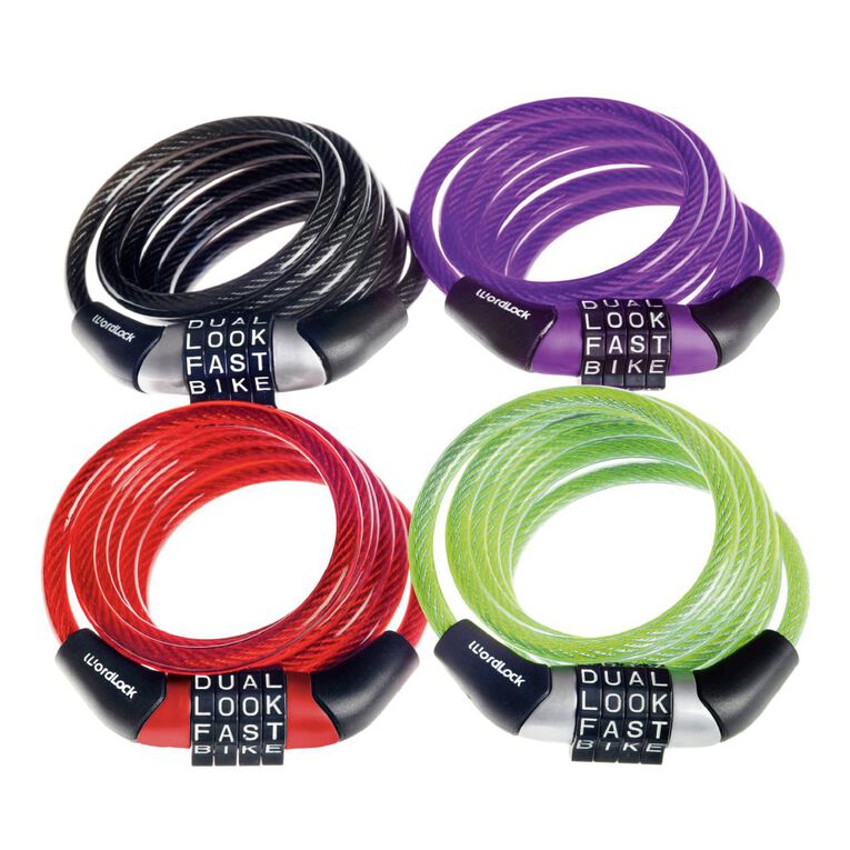 Wordlock Bike Cable Lock 4FT / 6mm/120cm 4ft Assorted | The Warehouse