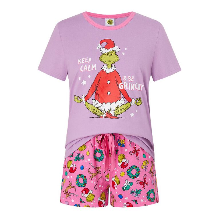 The Grinch Women's Cotton Shorty Pyjama Set Purple Mid | The Warehouse
