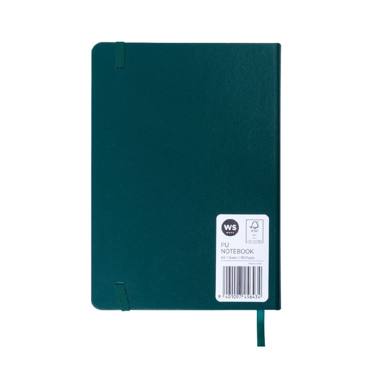 WS Recycled PU Hard Cover Notebook Green A5 Green | The Warehouse