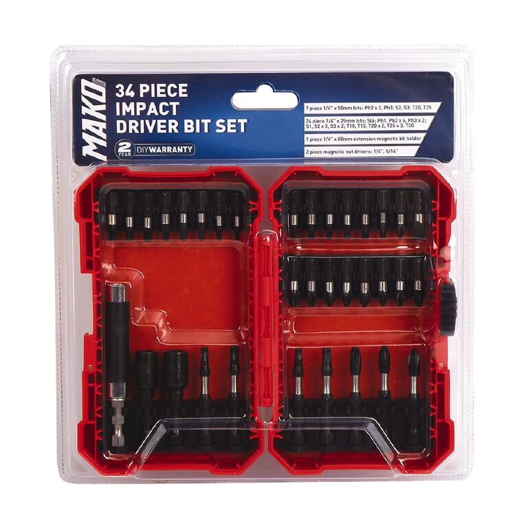 Mako 34 Piece Impact Driver Bit Set | The Warehouse
