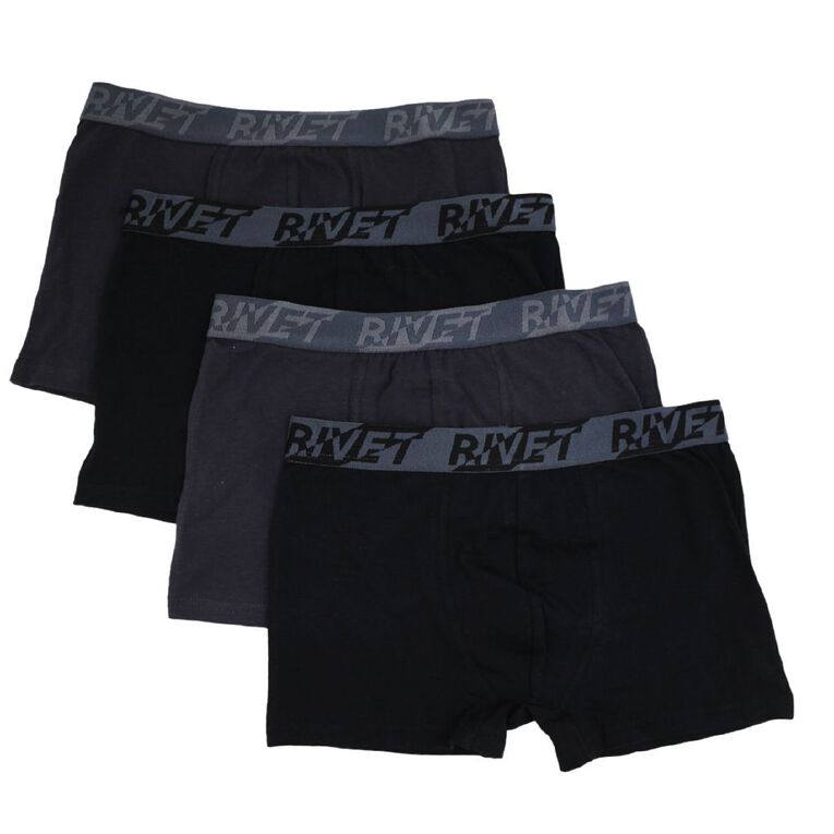 Rivet Boys' Trunks 4 Pack Charcoal | The Warehouse