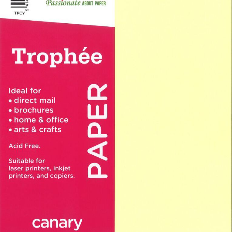 Trophee Paper 80gsm Canary A4 30 Pack Yellow Mid | The Warehouse