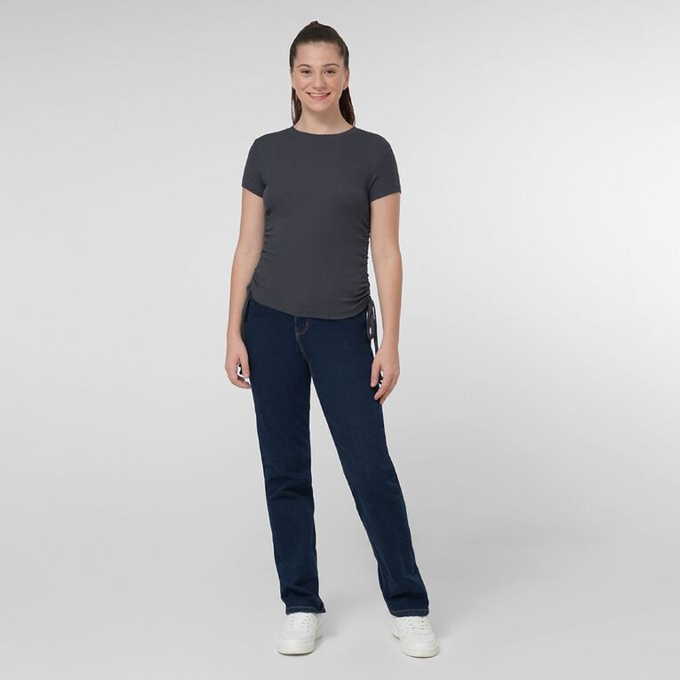 H&H Women's Ruched Side Tee Grey Dark | The Warehouse