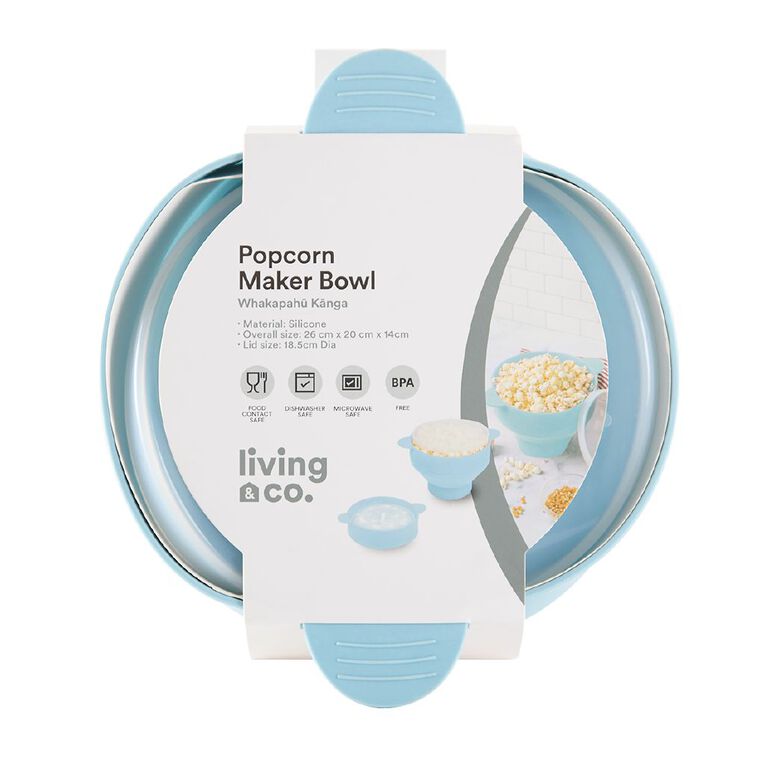 Living & Co Popcorn Maker Silicone Bowl Blue Blue | The Warehouse