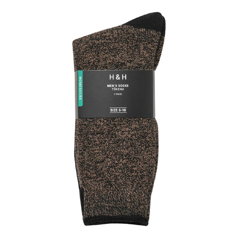 H&H Men's Home Thermal Socks 2 Packs Tan | The Warehouse