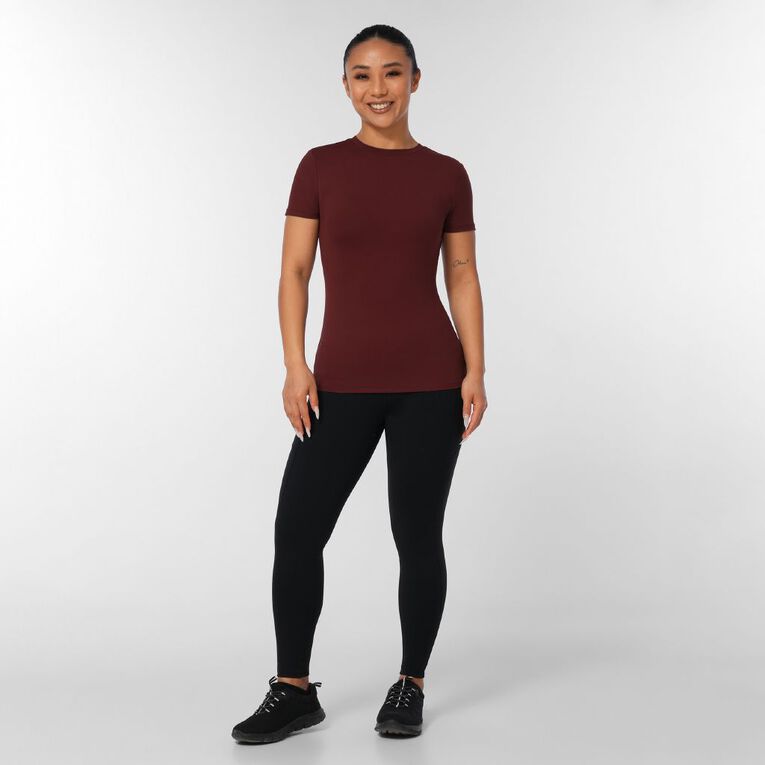 H&H Women's Contour Stretch Longline Crew Red Dark | The Warehouse