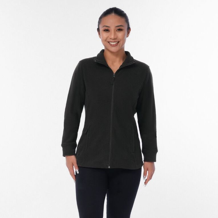 H&H Women's Microfleece Zip-Thru Black | The Warehouse