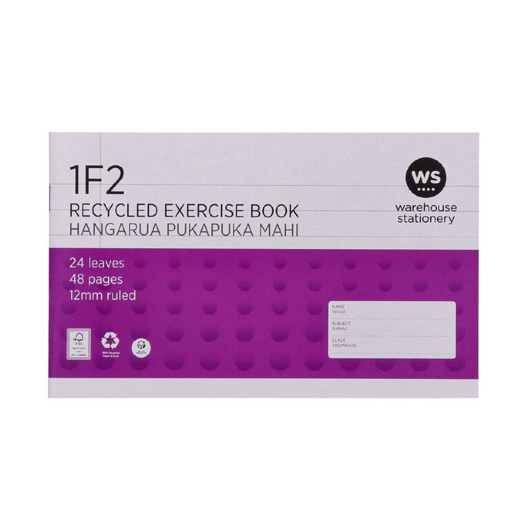 WS Exercise Book 1F2 12mm 24 Leaf Purple Mid Purple Mid | The Warehouse