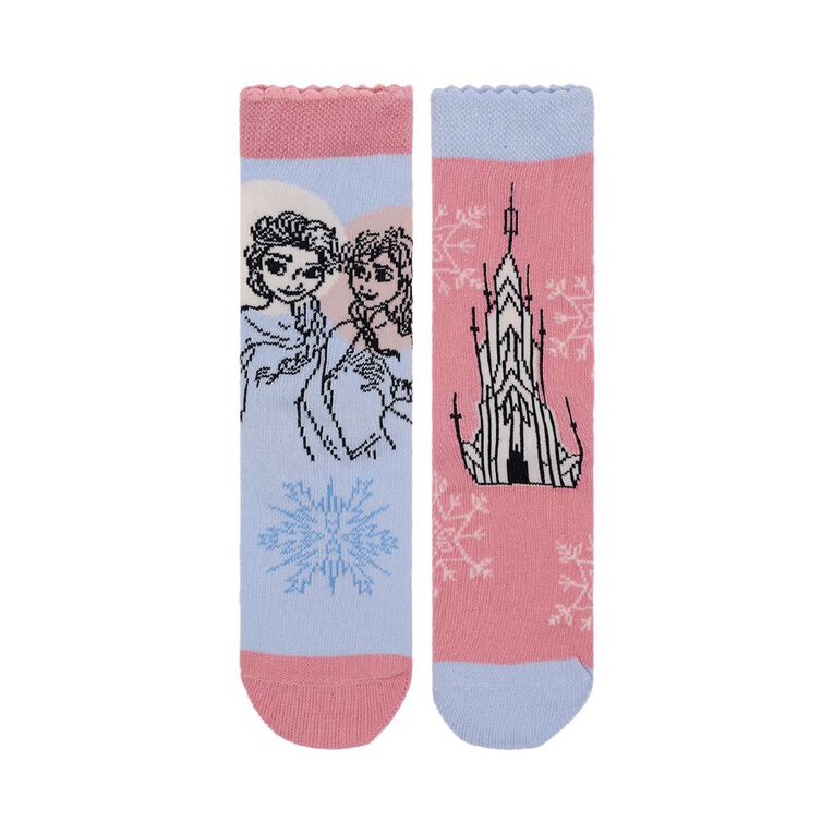 Frozen Kids' Crew Socks 2 Pack Blue/Pink | The Warehouse