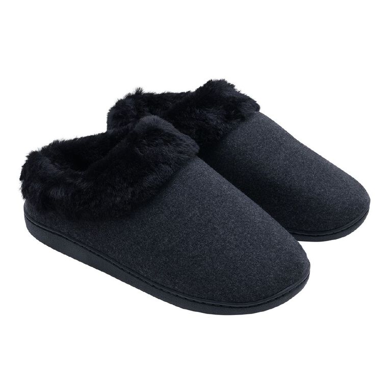H&H Women's Recycled Memory Slippers Charcoal/Marle | The Warehouse