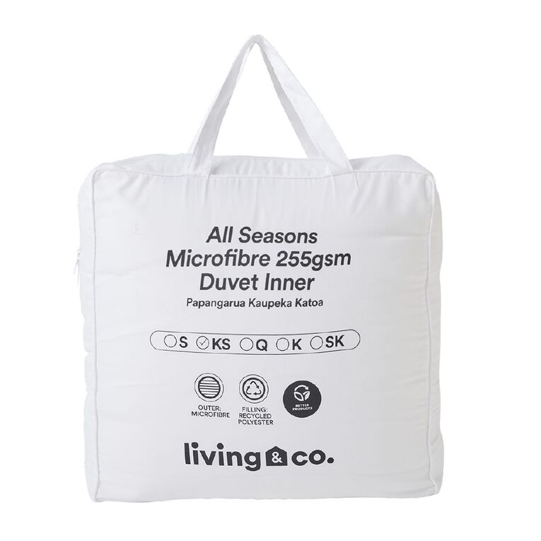 Living & Co All Seasons Microfibre Duvet Inner White King Single White ...