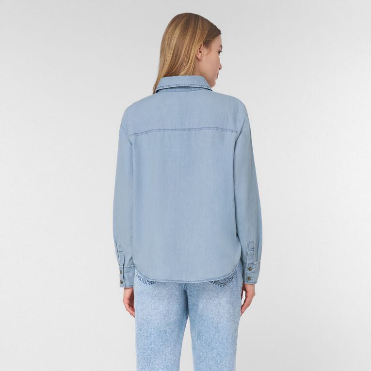 H&H Women's Basic Chambray Shirt Denim Light | The Warehouse