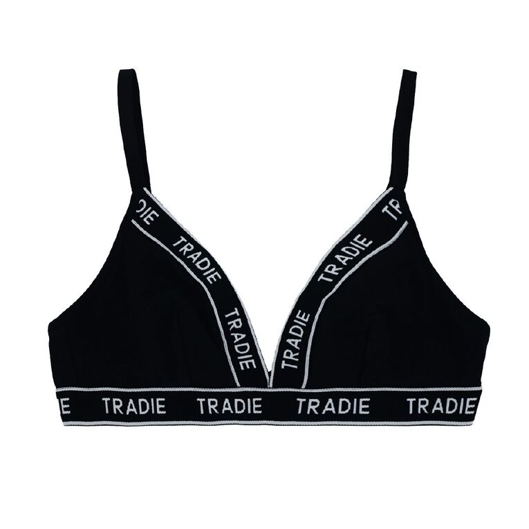 Tradie Women's Wirefree Tri Bralette Black | The Warehouse
