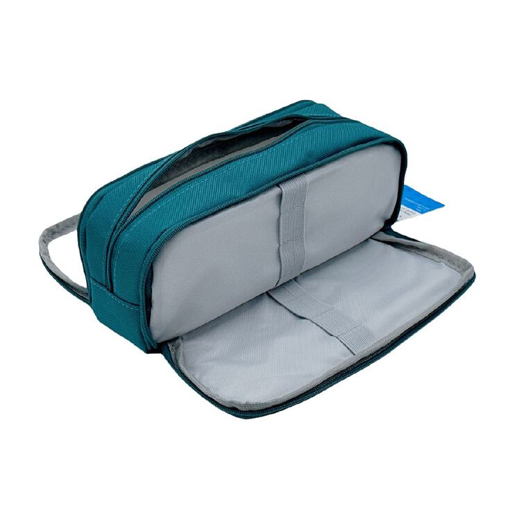 WS Ws Pencil Case With 3 Zips Teal Teal | The Warehouse