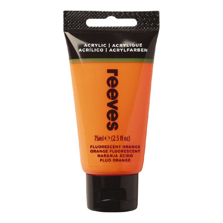 Reeves Fine Acrylic Paint Fluorescent Orange 75ml Orange | The Warehouse