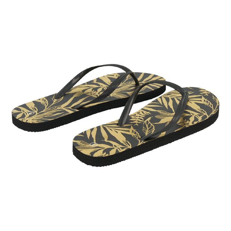 H&H Women's Recycled Printed Jandals Yellow Mid | The Warehouse
