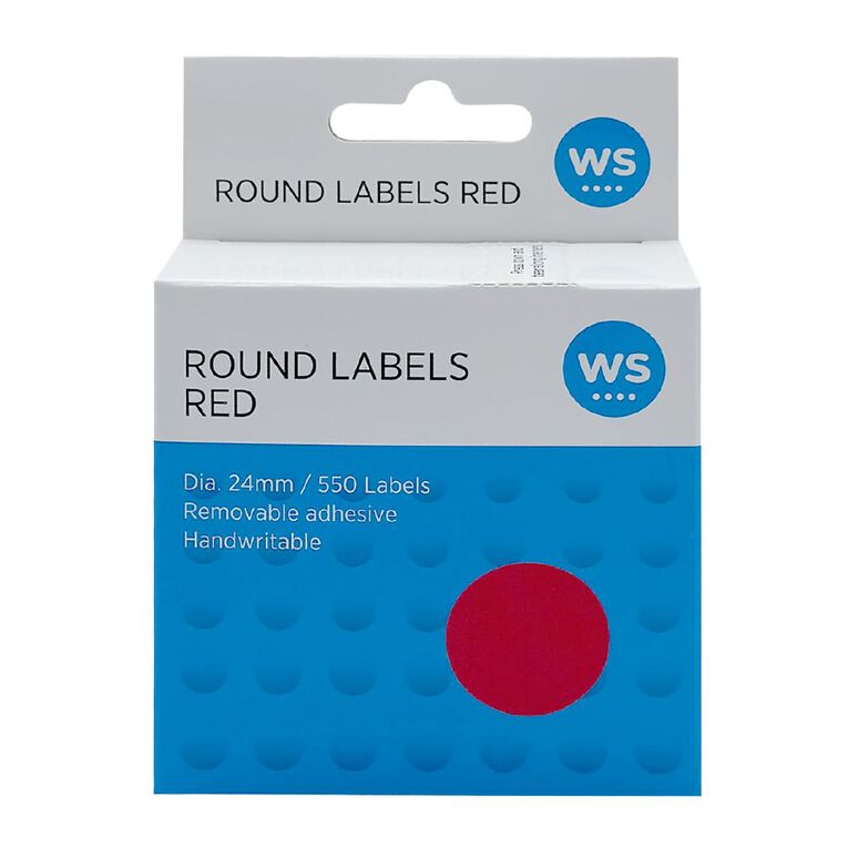 WS Dot Stickers Dispenser 24mm Diameter Red | The Warehouse