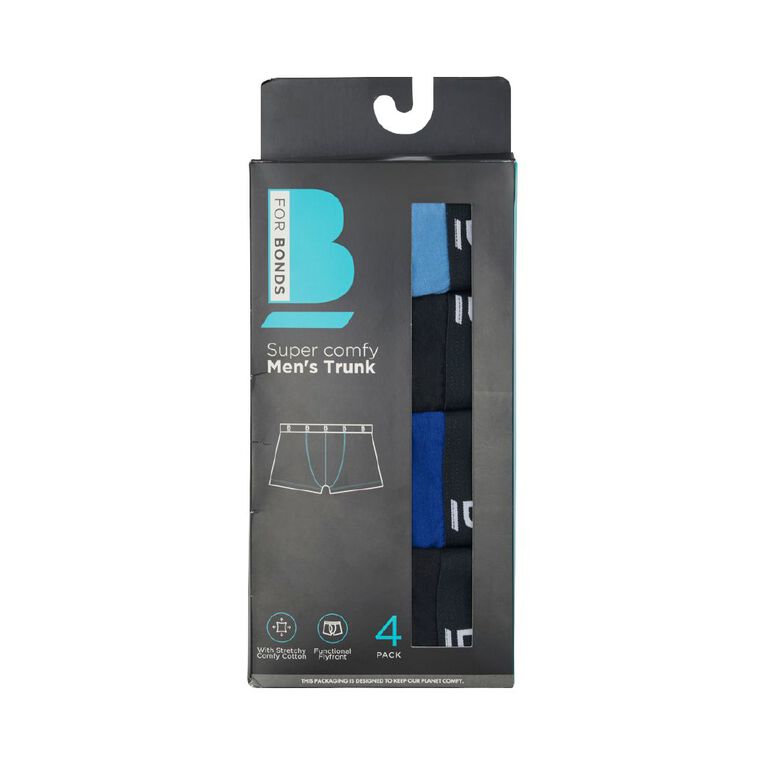 B FOR BONDS Men's Trunks 4 Pack Blue Dark | The Warehouse