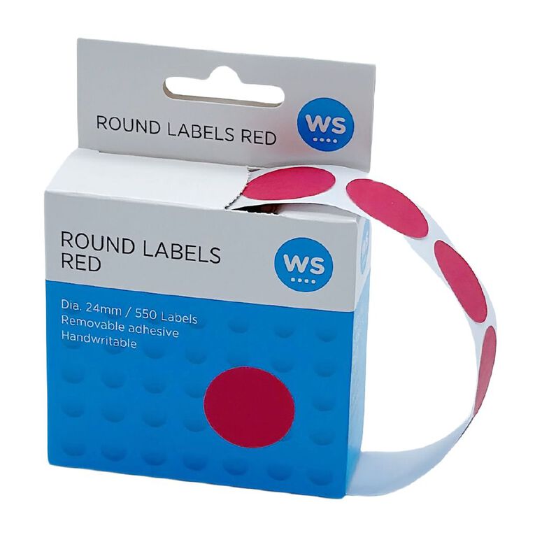 WS Dot Stickers Dispenser 24mm Diameter Red | The Warehouse