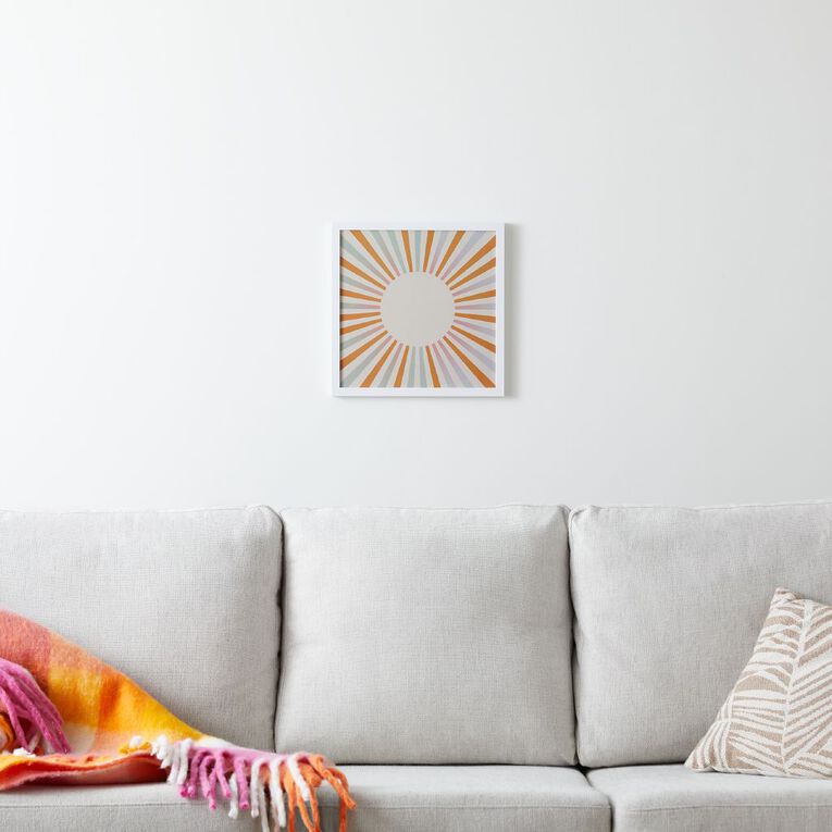 Living & Co Retro Sun Framed Wall Art 40cm x 40cm | The Warehouse