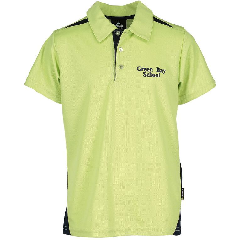 Schooltex Green Bay Intermediate Short Sleeve Sublimated Polo Sage/Navy ...