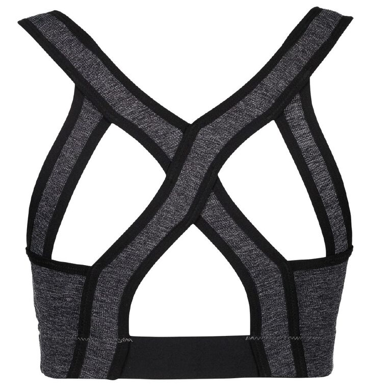 Active Intent Cross Back Sports Bra Grey Dark | The Warehouse