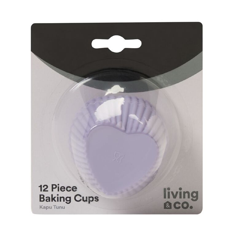 Living & Co Silicone Baking Cups Heart Lilac 12 Piece Lilac | The Warehouse