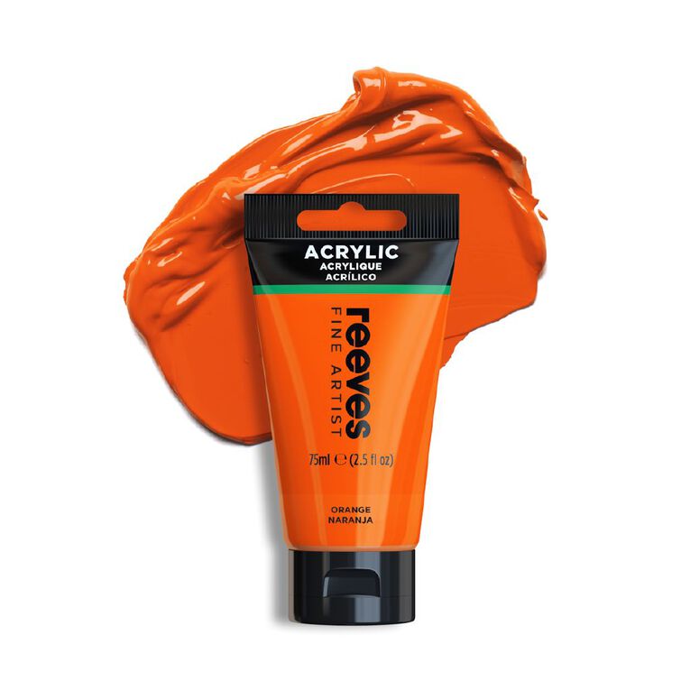 Reeves Fine Acrylic Paint Orange 75ml Orange | The Warehouse