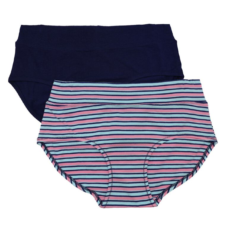 Underworks Women's Midi Briefs - 2 Pack Navy | The Warehouse