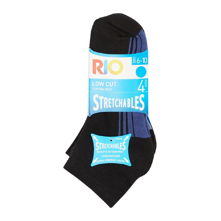 Rio Men's Low Cut Stretchable Socks 4 Pack Black | The Warehouse