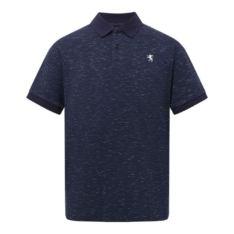 H&H POLO HHM SPACEDYE EMB NAV S Navy | The Warehouse