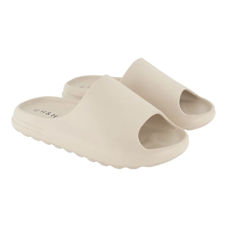 H&H Men's Moulded Slides Taupe | The Warehouse