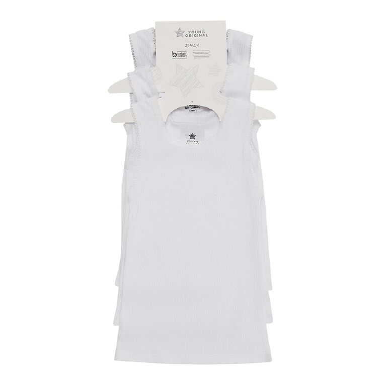 Young Original Baby Singlets 3 Pack White | The Warehouse