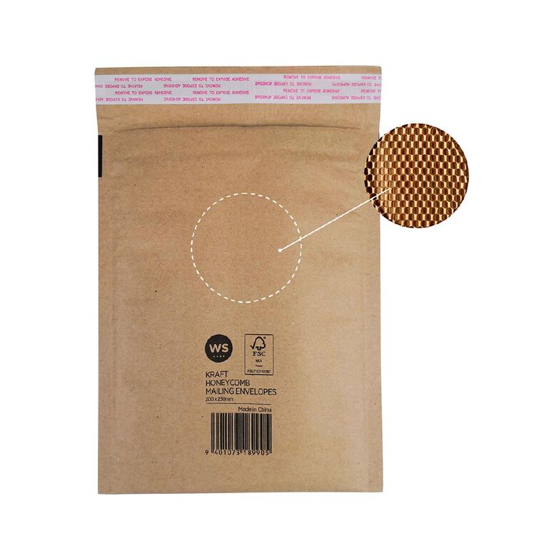 WS Kraft Honeycomb Mailing Envelopes 8in x 10in 70gsm | The Warehouse