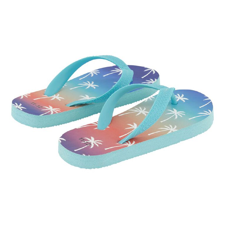 Young Original Senior Kids' Recycled Printed Jandals Aqua | The Warehouse