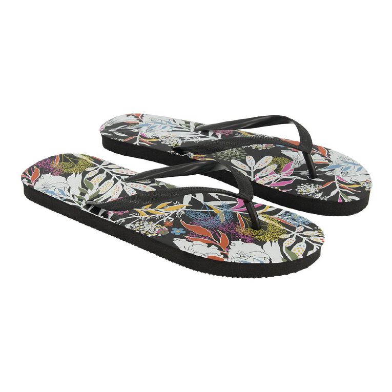 H&H Women's Recycled Printed Jandals Black PARADISE | The Warehouse