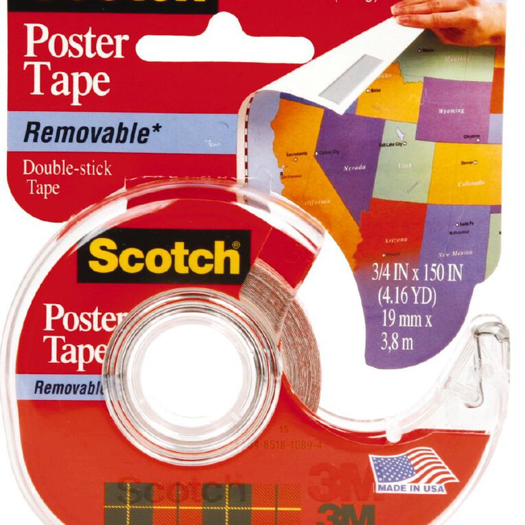Scotch Poster Tape 109 Removable 19mm x 3.81m Clear Clear | The Warehouse
