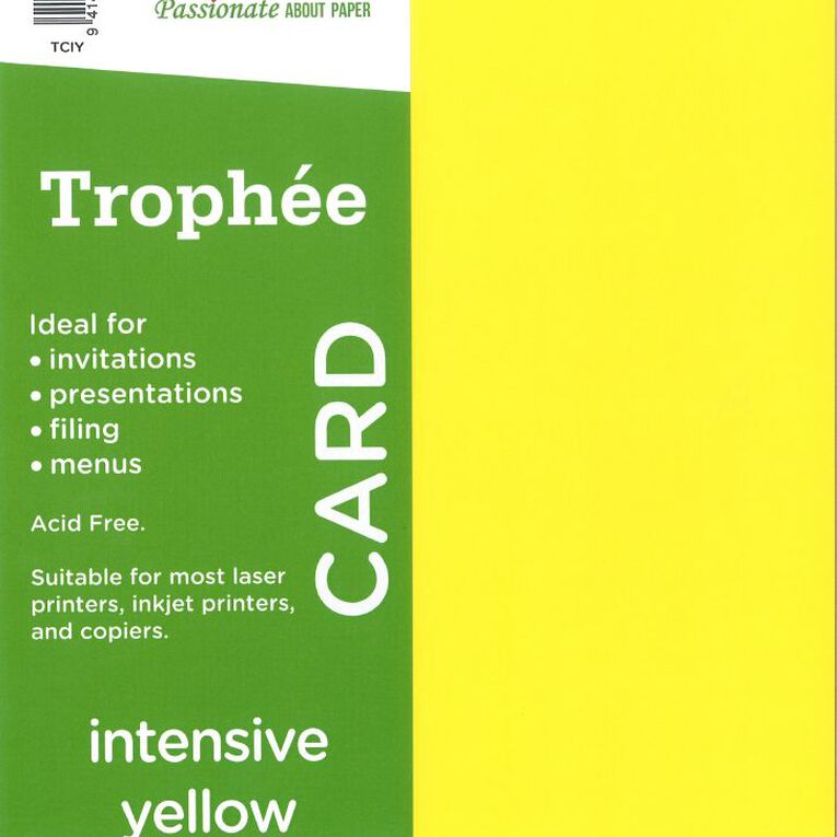 Trophee Card 160gsm Intensive Yellow A4 15 Pack Yellow Mid | The Warehouse