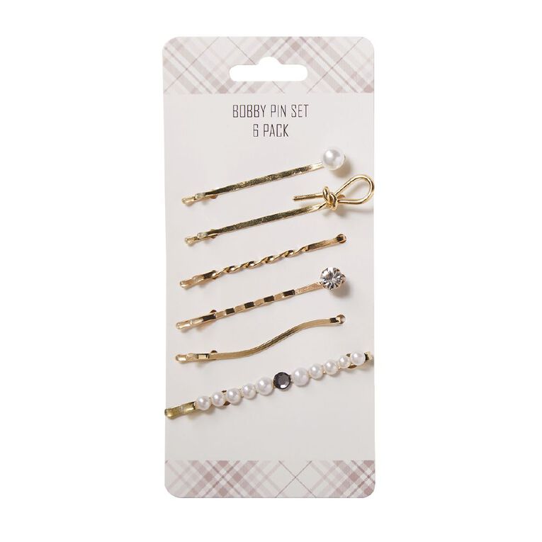 Bobby Pin Set Gold 6 Pack | The Warehouse