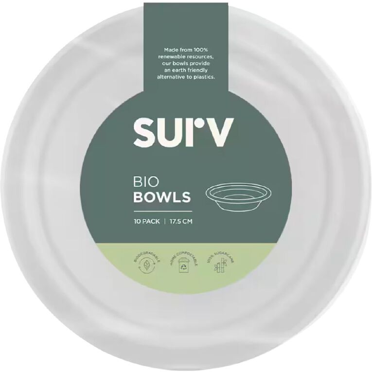 SURV. Bio Bowls Sugarcane 17.5cm 10 Pack | The Warehouse